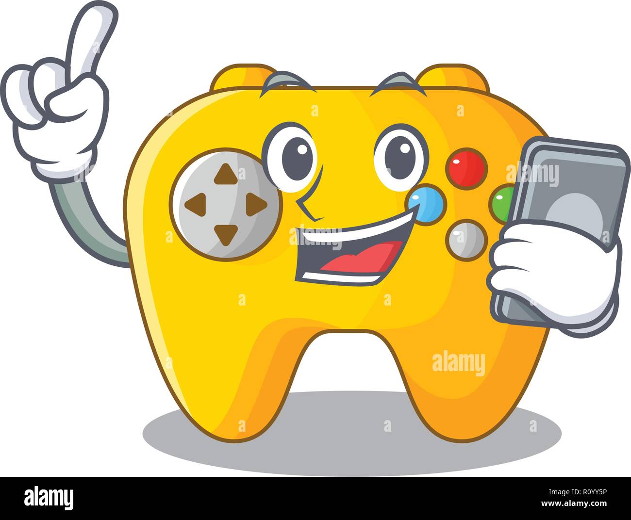 With phone modern game shaped controller cartoon wood Stock Vector ...