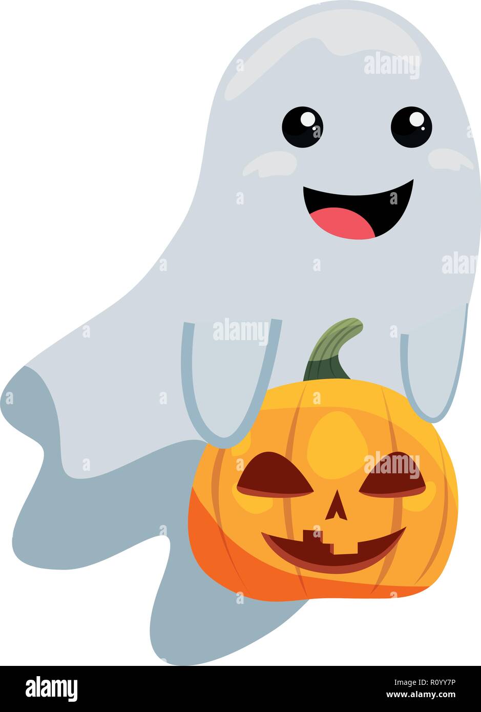 happy halloween ghost and pumpkin vector illustration Stock Vector ...