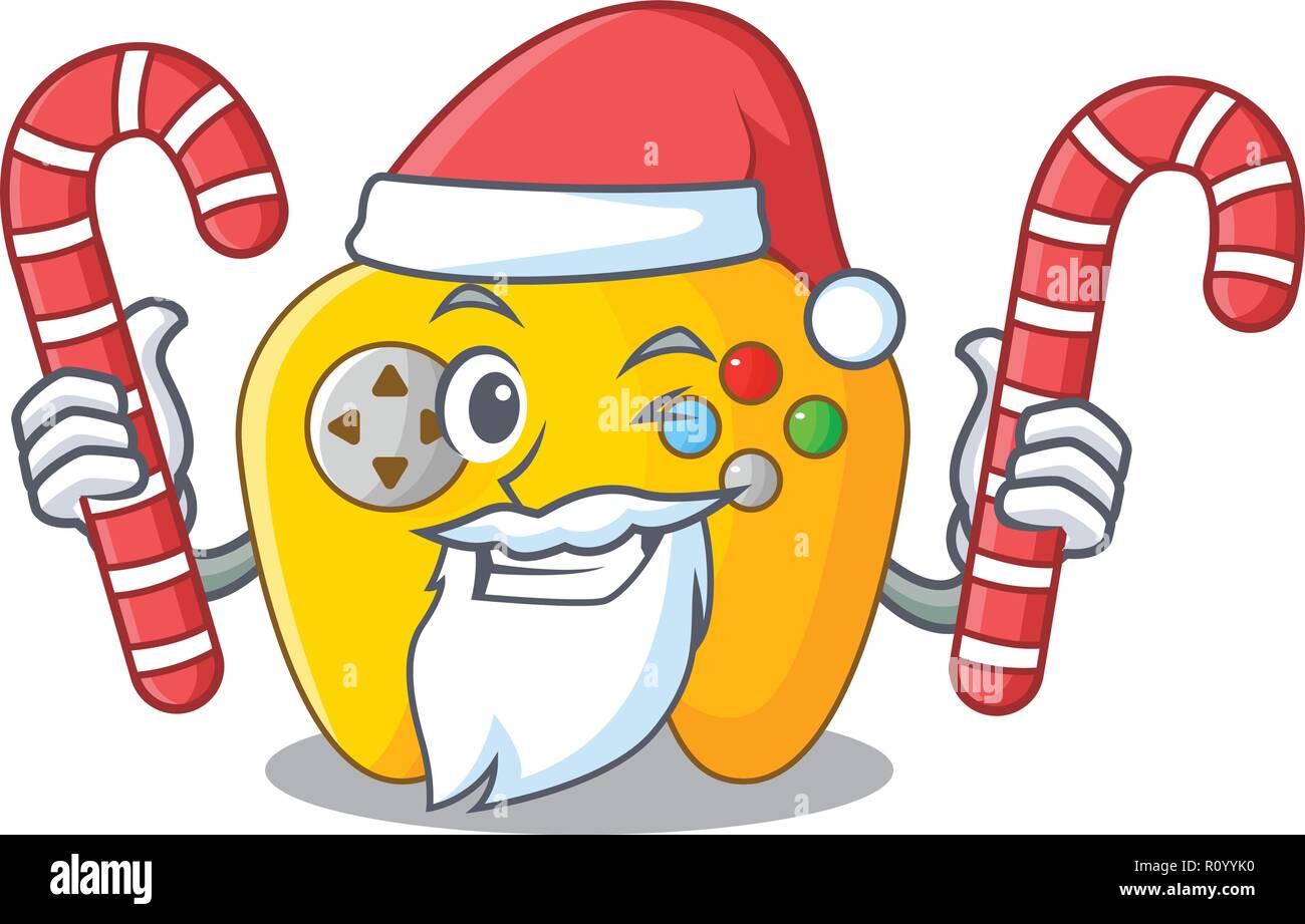 Santa with candy retro computer game control on mascot Stock Vector ...