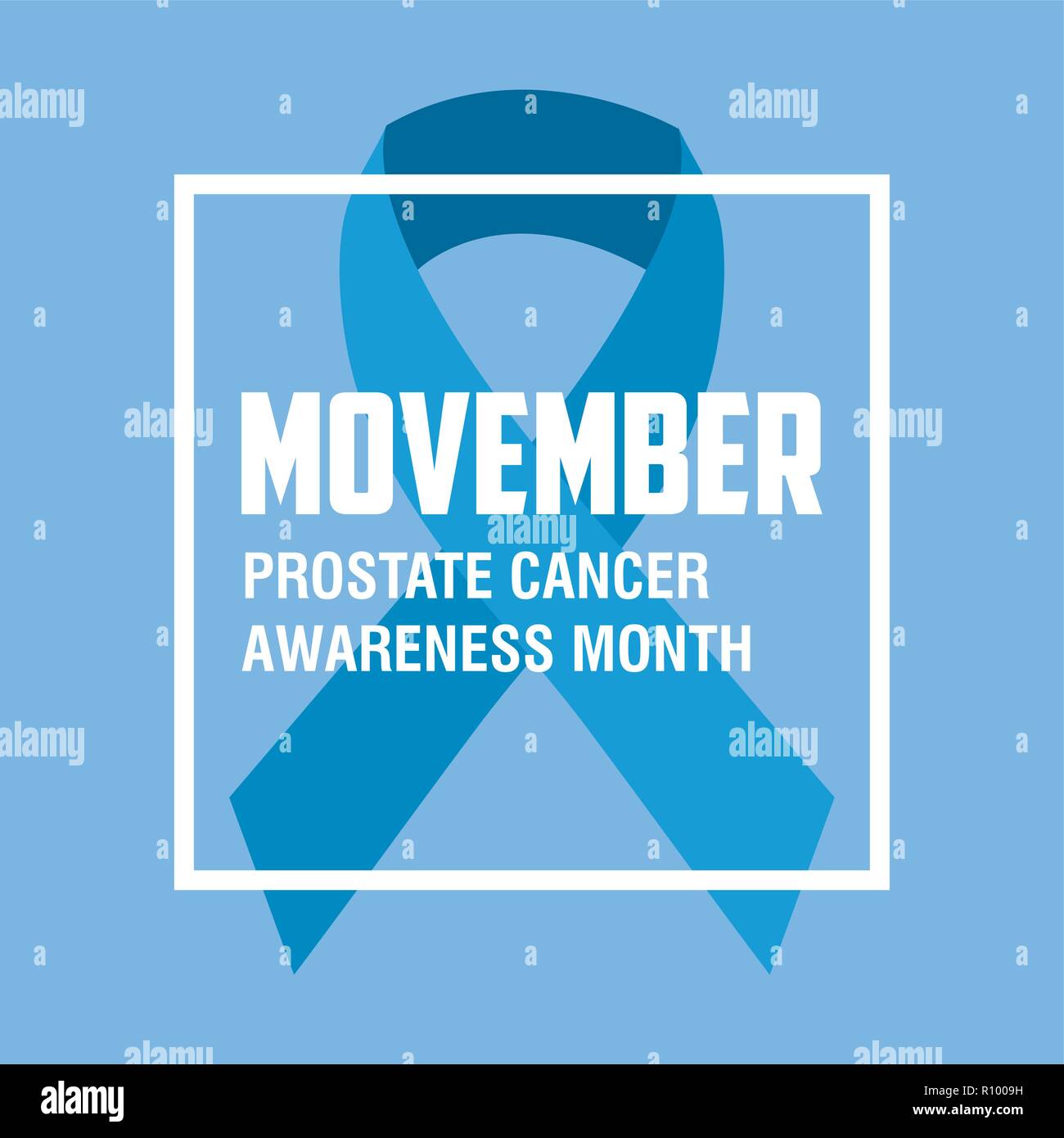 Movember Day Frame Prostate Cancer Awareness Month Blue Ribbon Vector