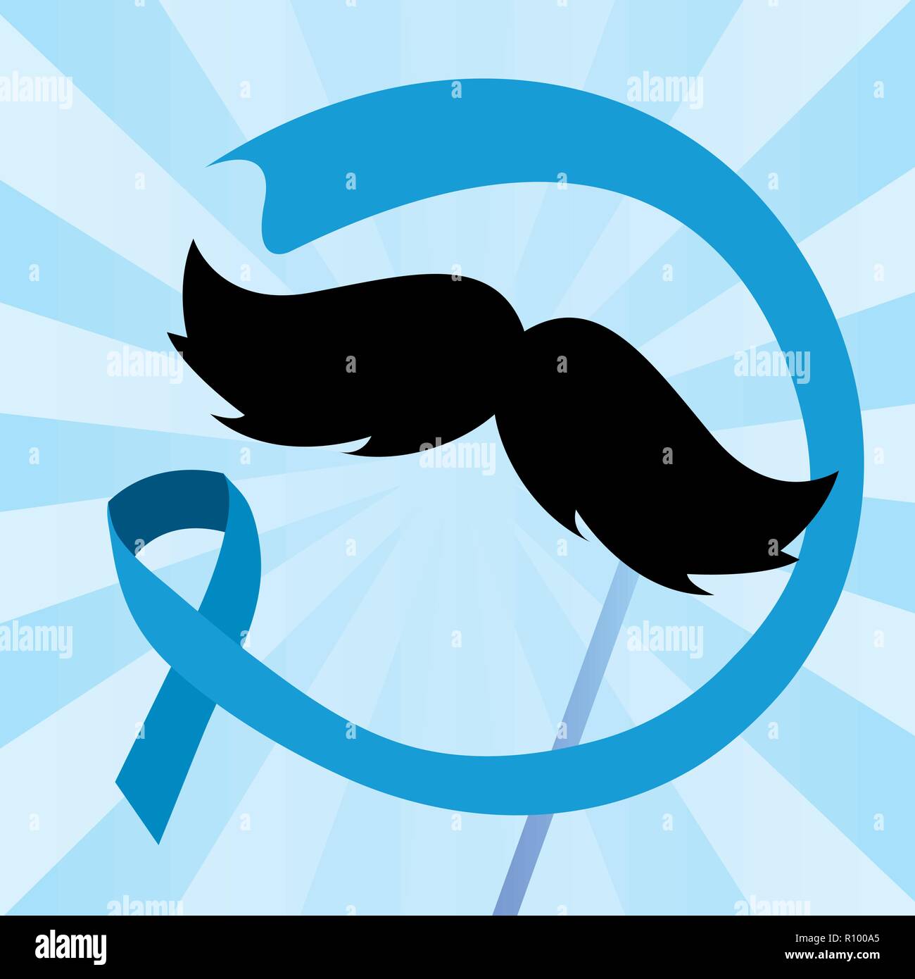 movember day circle blue ribbon moustache vector illustration Stock ...