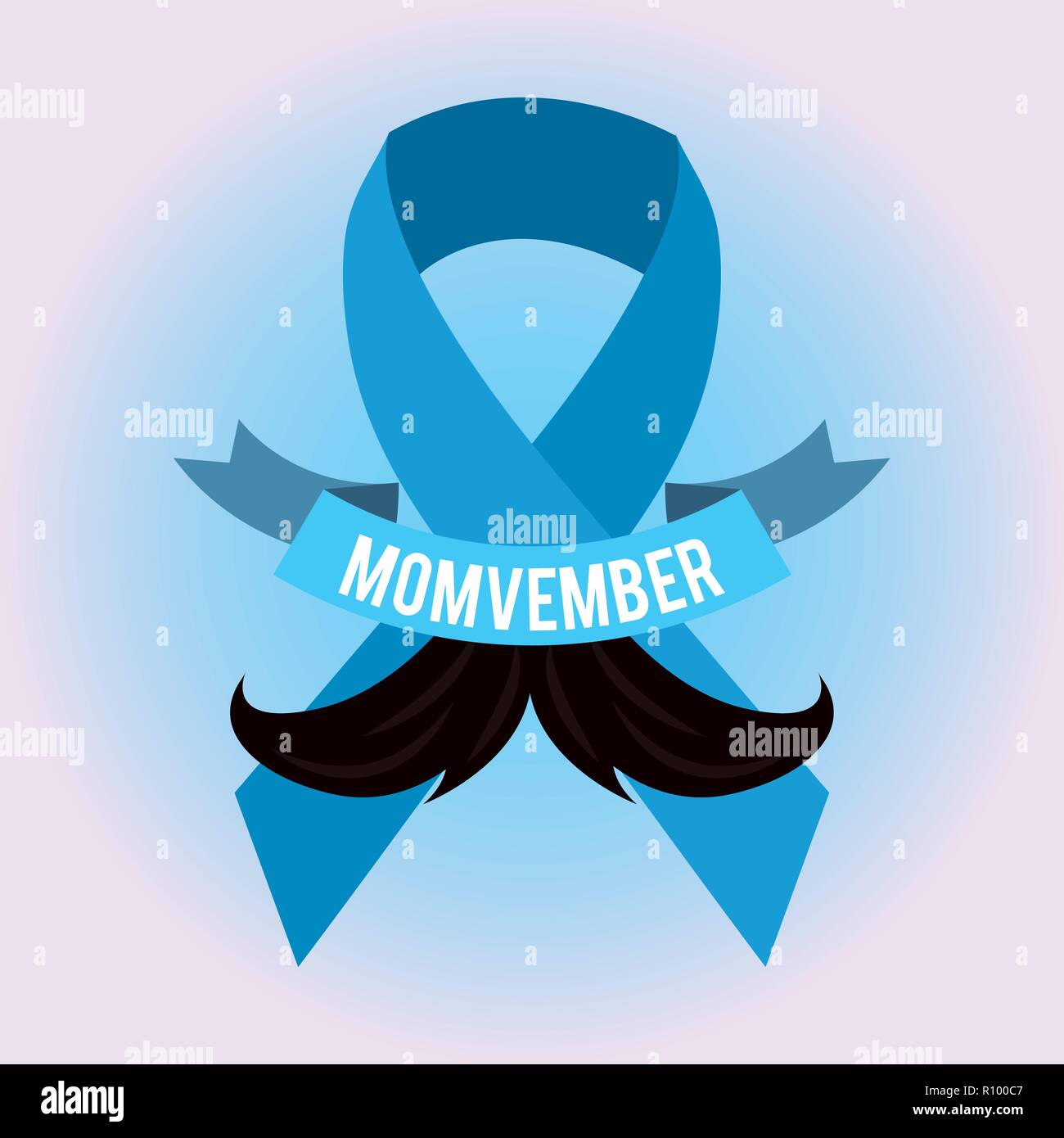 movember day blue ribbon moustache degrade background vector ...