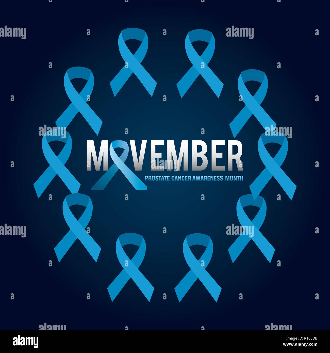 movember day sign moustache blue ribbons vector illustration Stock ...