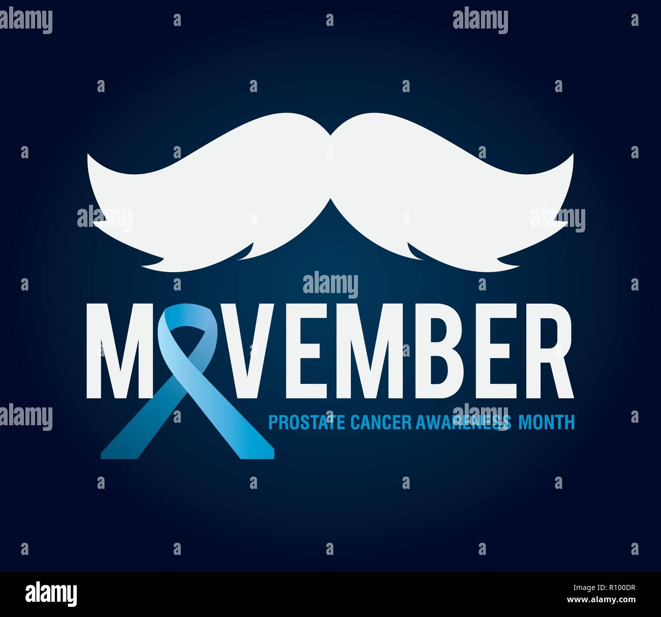 movember day moustache blue ribbon sign vector illustration Stock ...