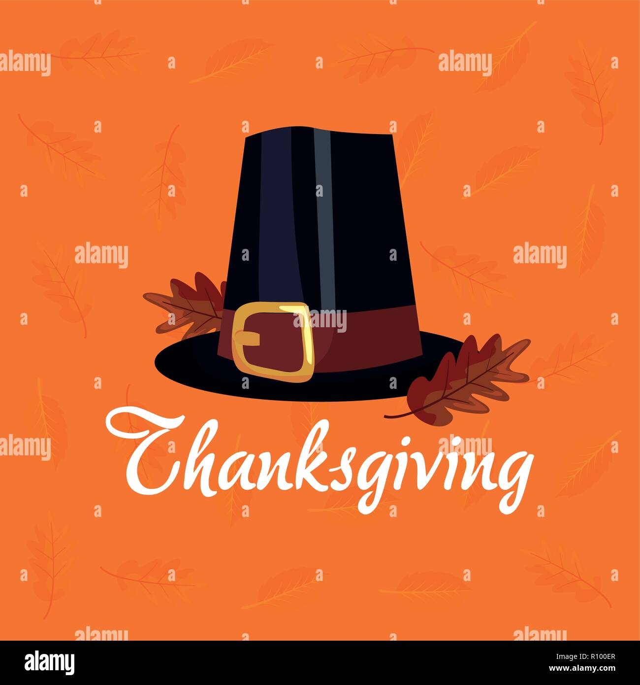 happy thanksgiving hat leaves sign background vector illustration Stock ...