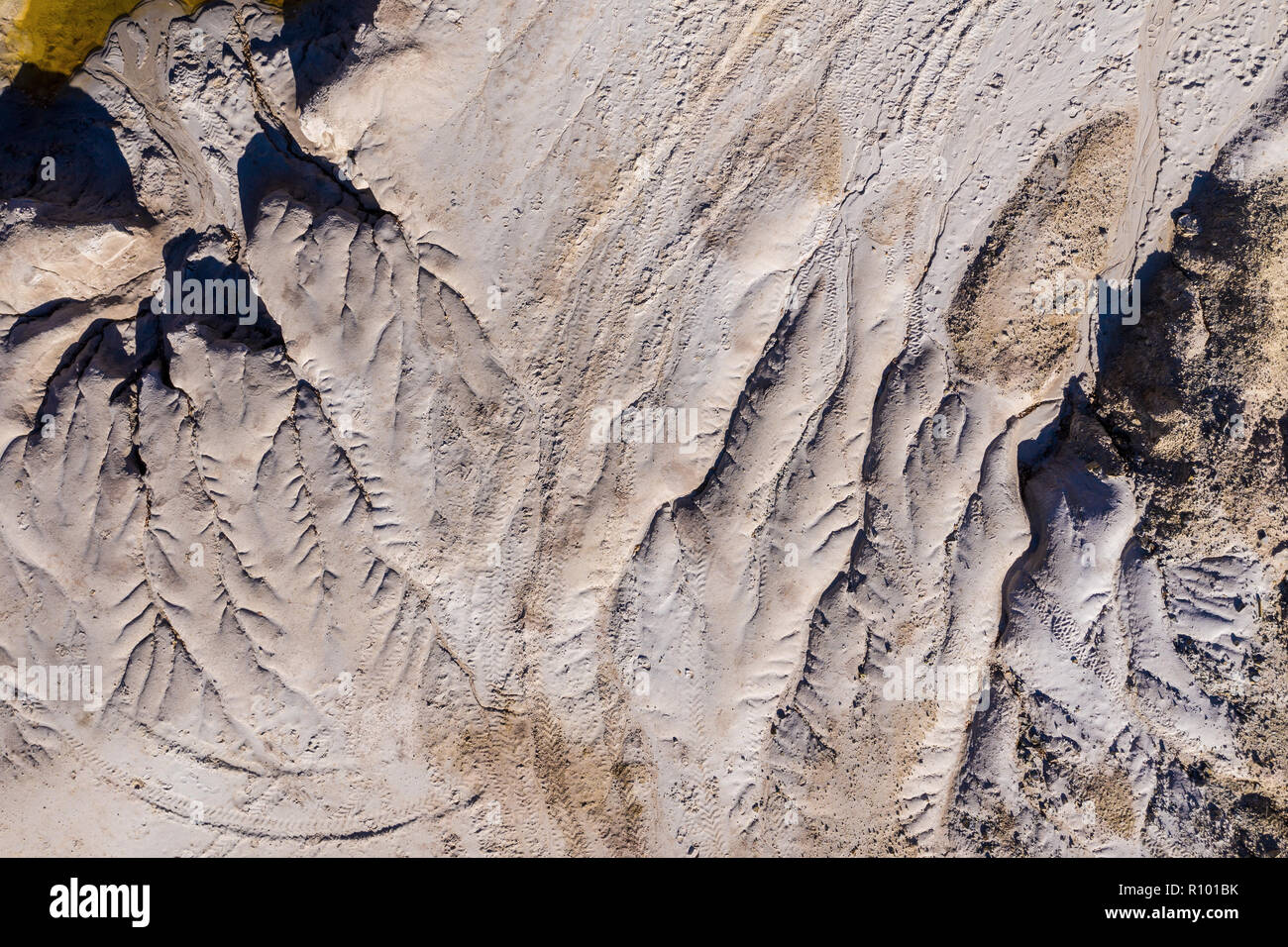 Surrealistic aerial image of abandoned opencast mine. Bad land pattern ...