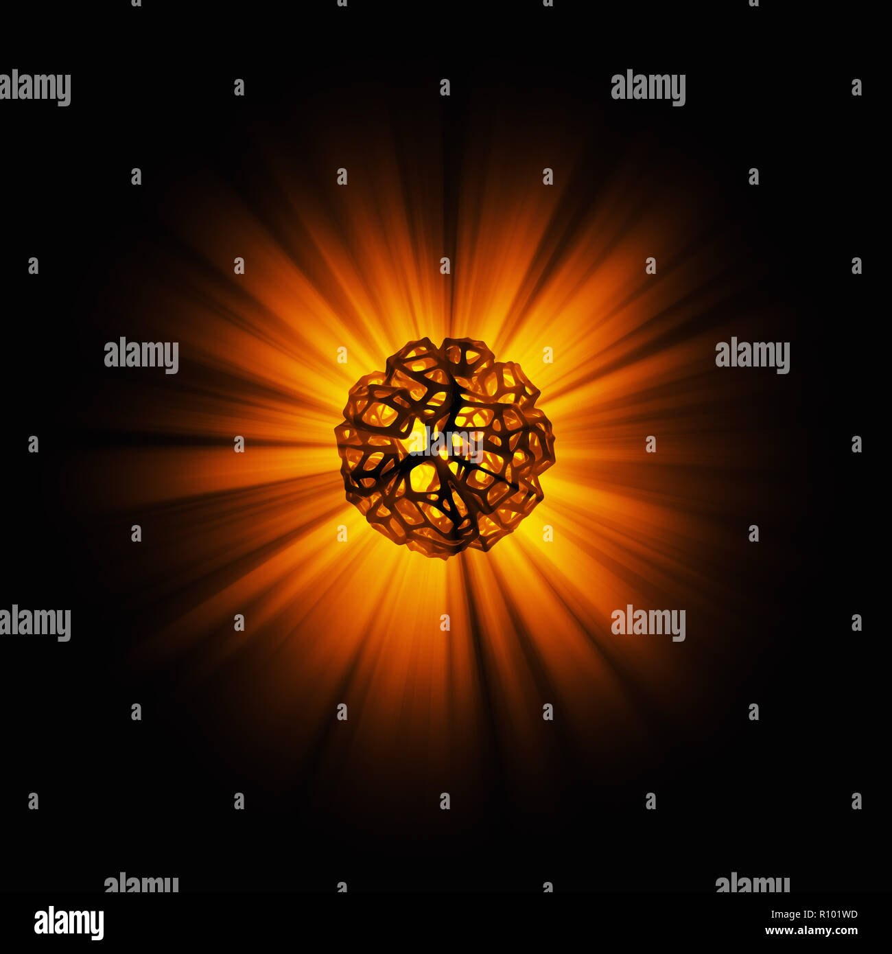 Abstract 3d rendering concept of high poly sphere with chaotic mesh ...