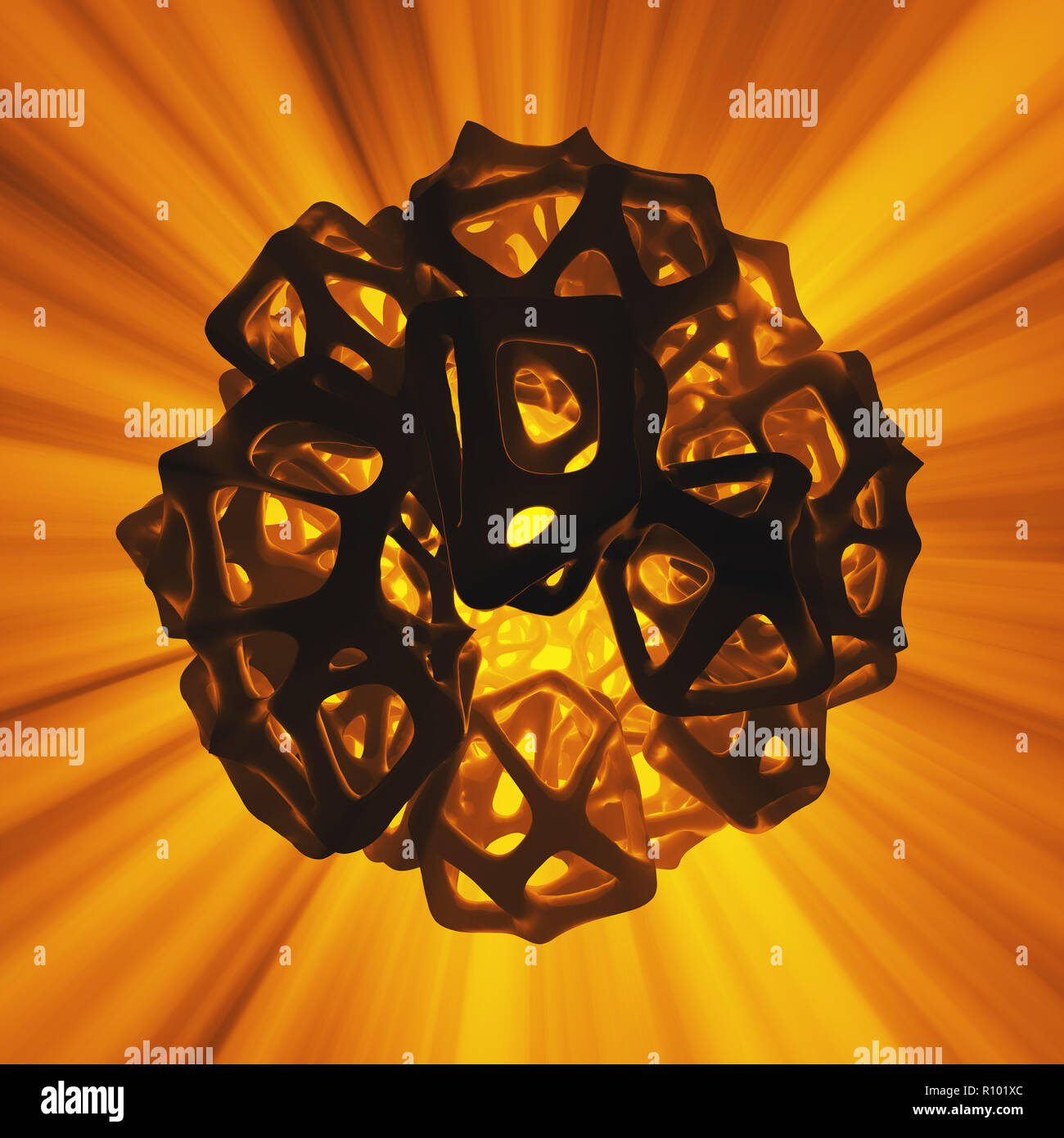 Abstract 3d rendering concept of high poly sphere with chaotic mesh ...