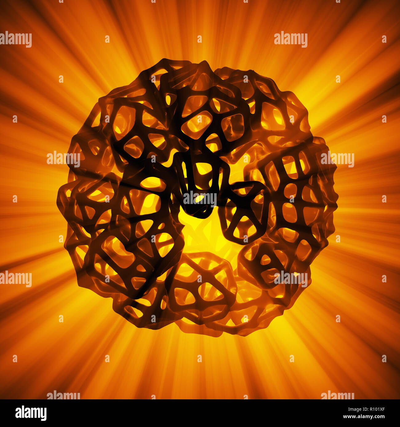 Abstract 3d rendering concept of high poly sphere with chaotic mesh ...