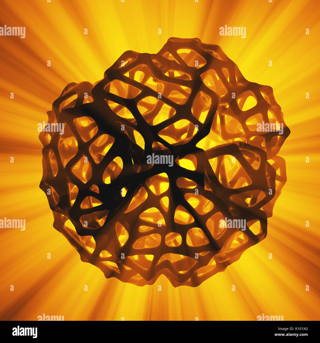 Abstract 3d rendering concept of high poly sphere with chaotic mesh ...