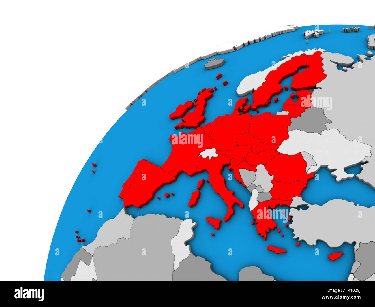 European Union on 3D globe. 3D illustration Stock Photo - Alamy