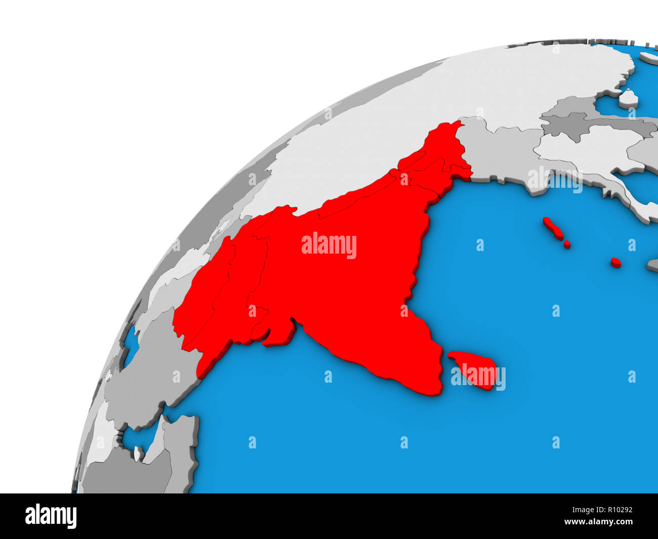 SAARC memeber states on 3D globe. 3D illustration Stock Photo - Alamy