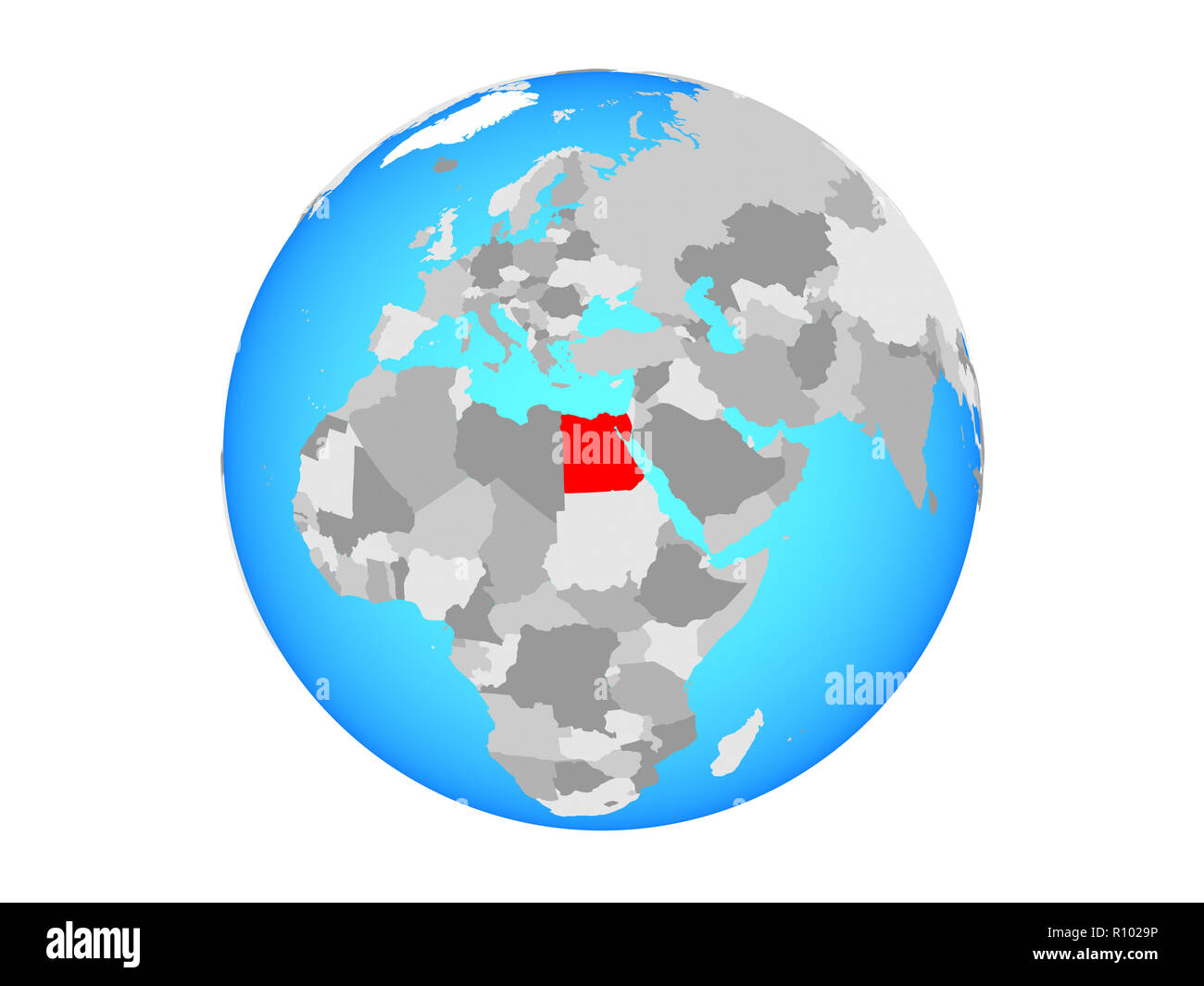 Egypt on blue political globe. 3D illustration isolated on white ...