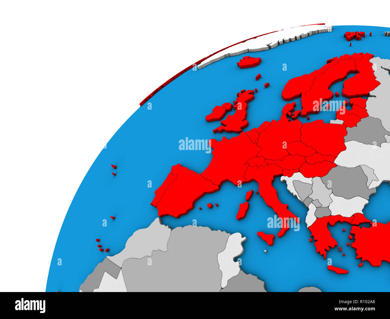 OECD European members on 3D globe. 3D illustration Stock Photo - Alamy