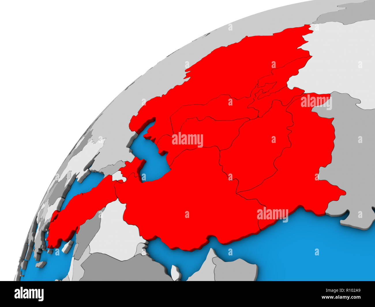 ECO member states on 3D globe. 3D illustration Stock Photo - Alamy