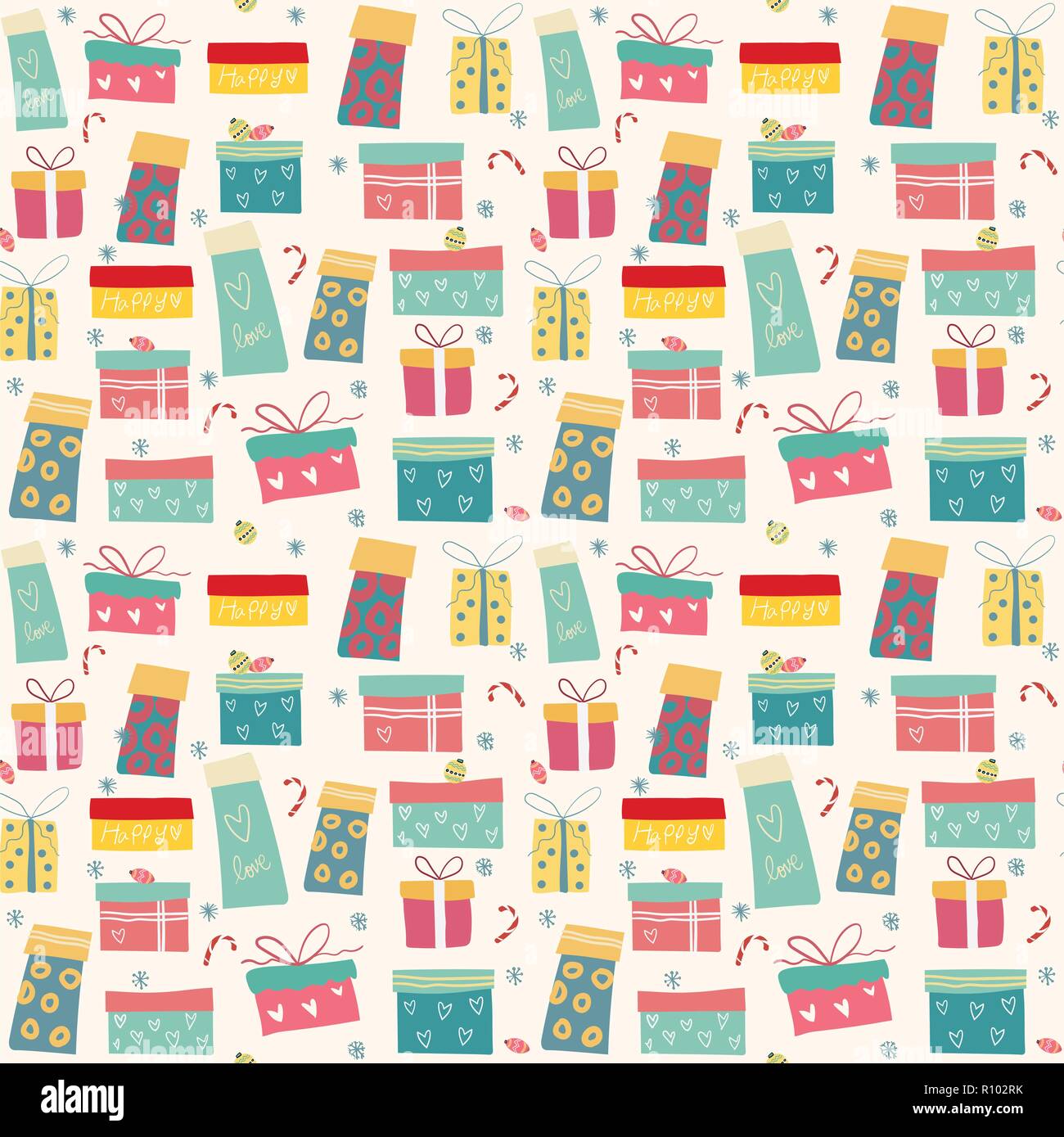 Seamless cute doodle gift hi-res stock photography and images - Alamy