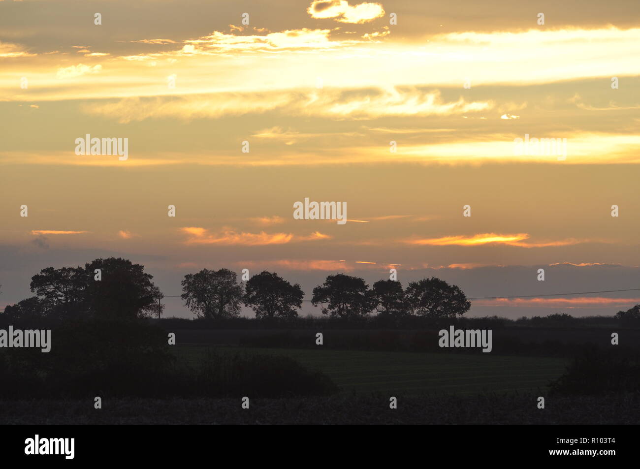 Autumn sunset west of Little Barningham, Norfolk, England UK Stock ...