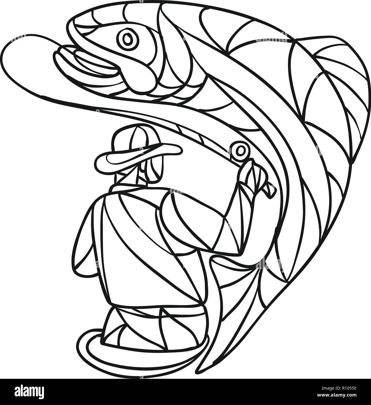 Fly Fisherman Outline