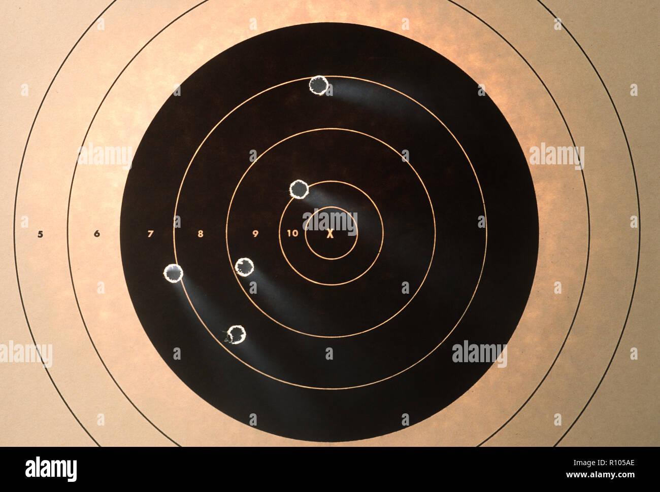 Paper Target with Five bullet Holes, USA Stock Photo - Alamy