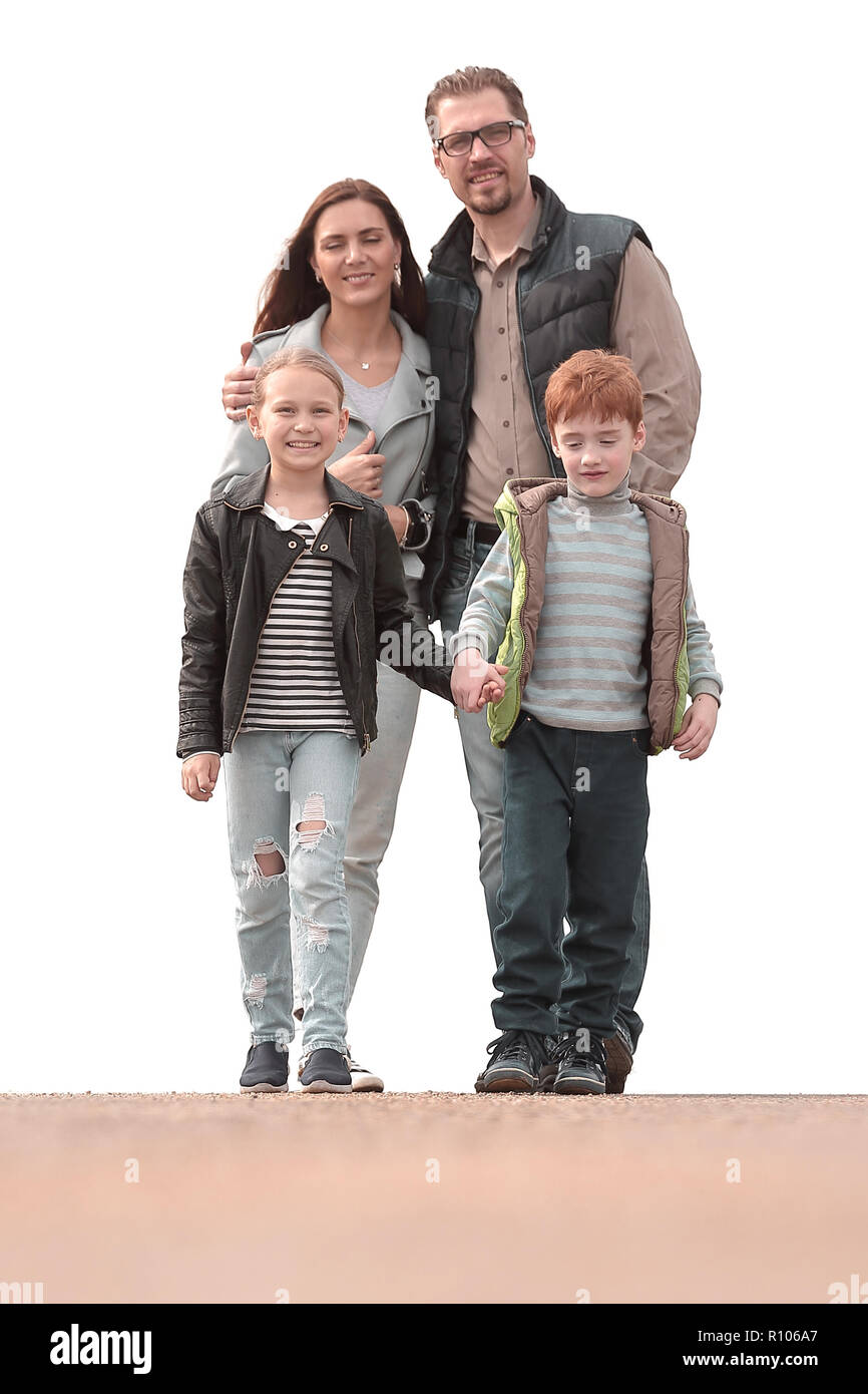 in full growth.happy family with two children Stock Photo - Alamy