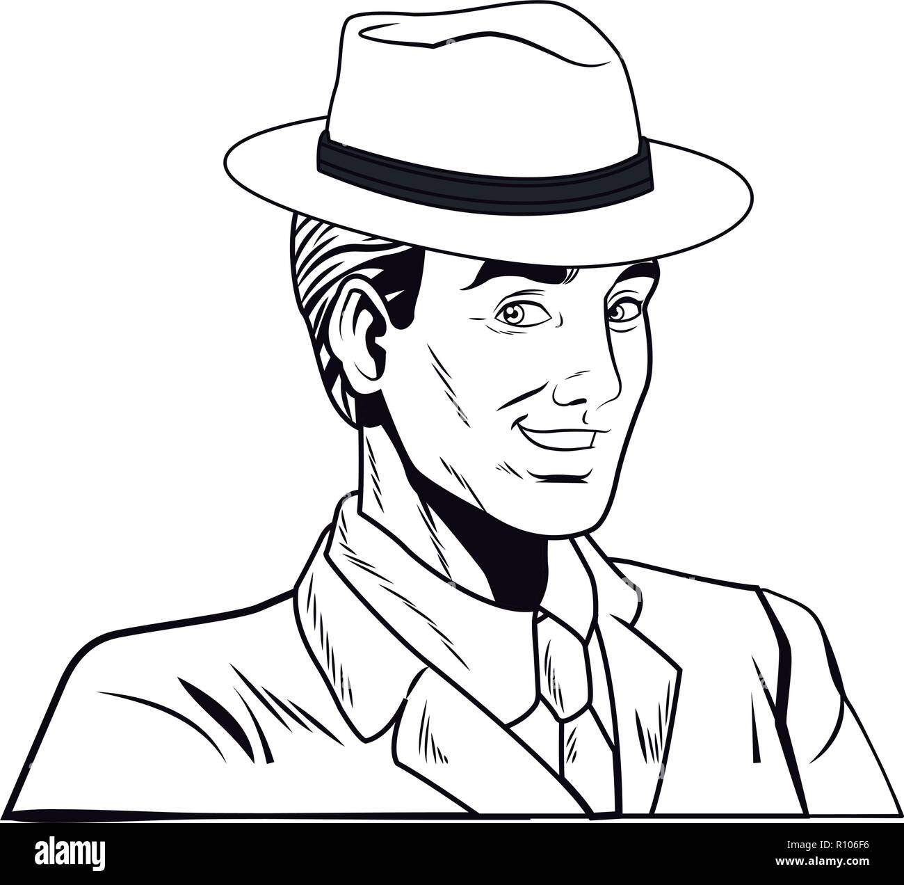 pop art man face in black and white Stock Vector Image & Art - Alamy