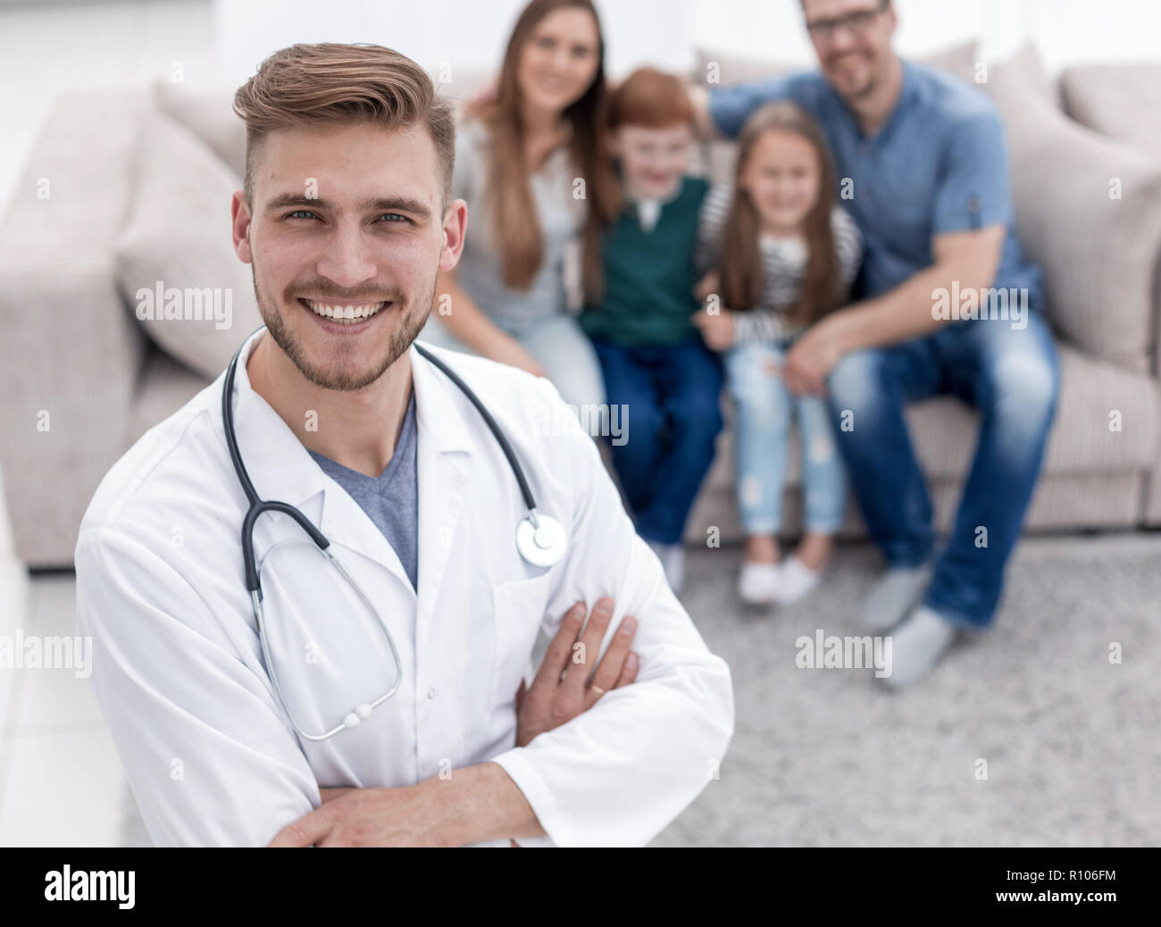 family doctor and his happy patients Stock Photo - Alamy