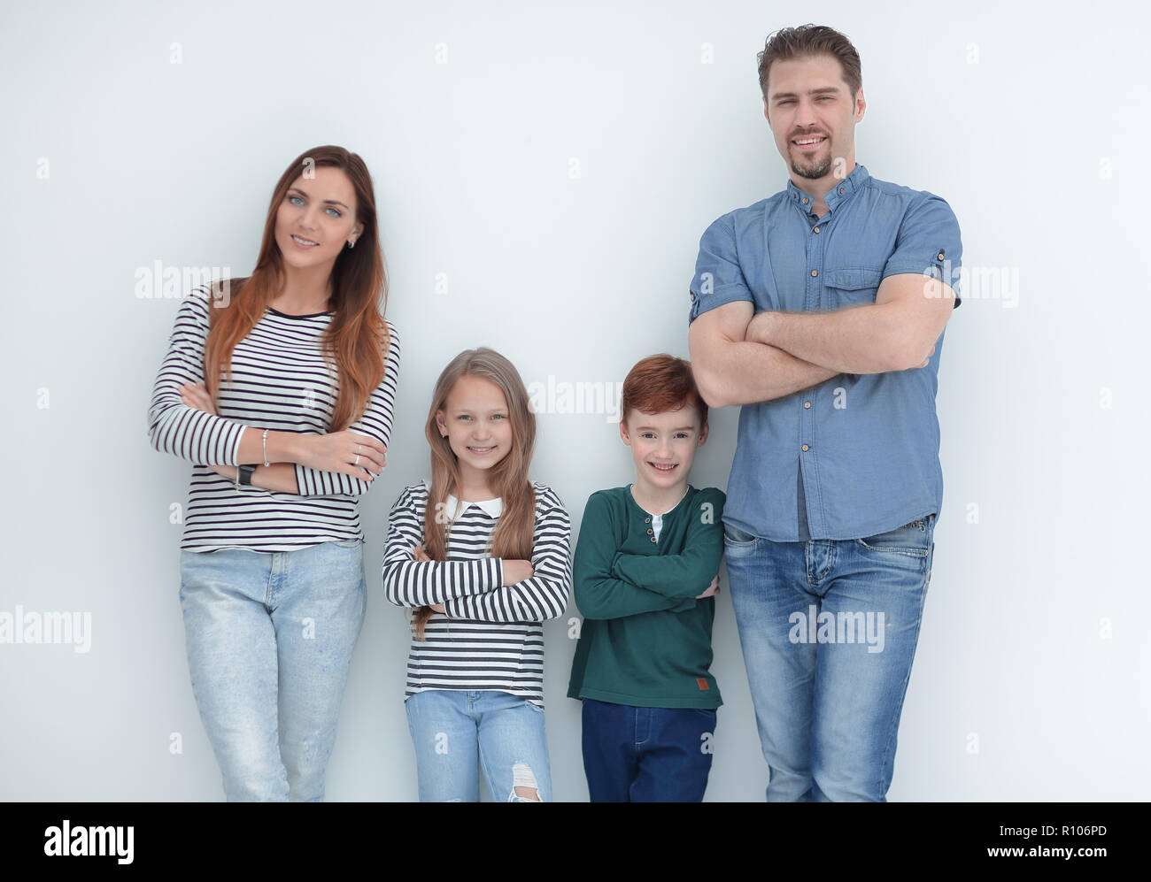portrait of a happy family with two children Stock Photo - Alamy