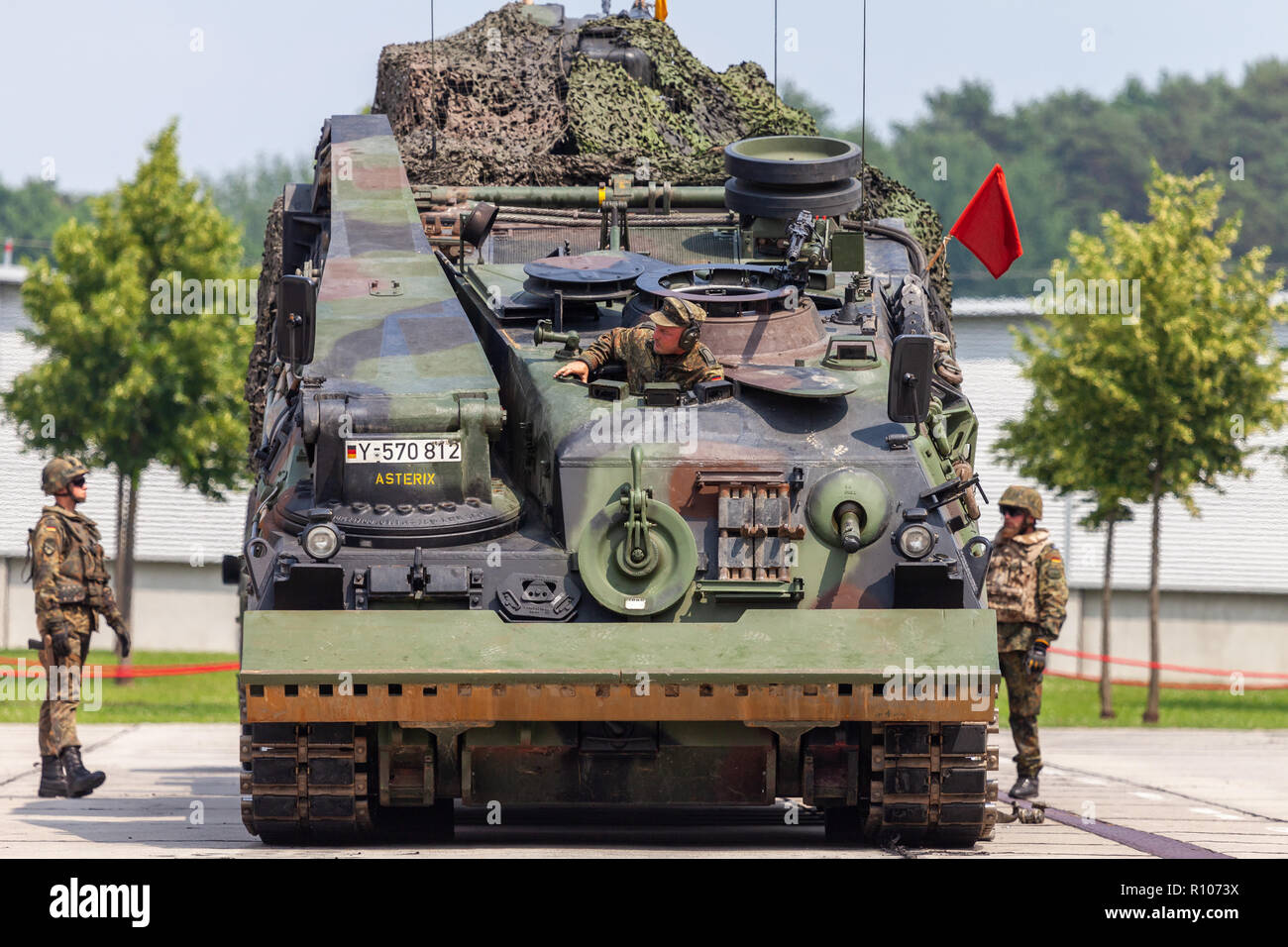 BURG / GERMANY - JUNE 25, 2016: German armored recovery vehicle ...