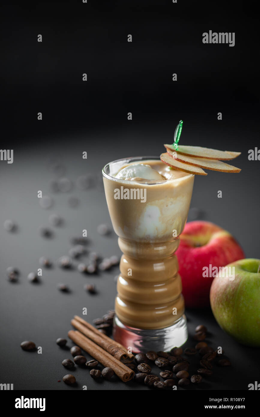 Coffee-Apple milkshake with ice cream on top Stock Photo - Alamy