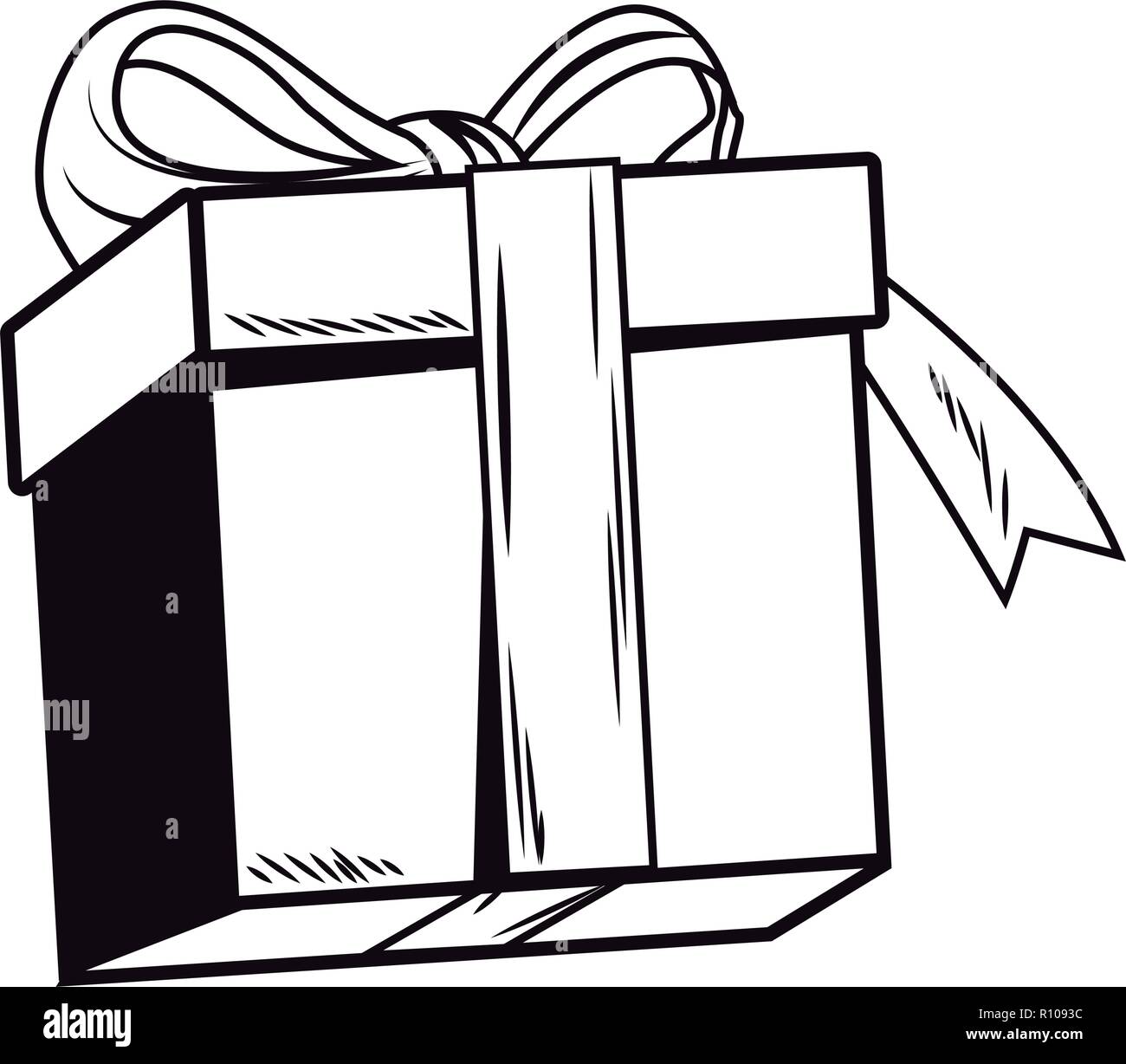pop art gift cartoon in black and white Stock Vector Image & Art - Alamy
