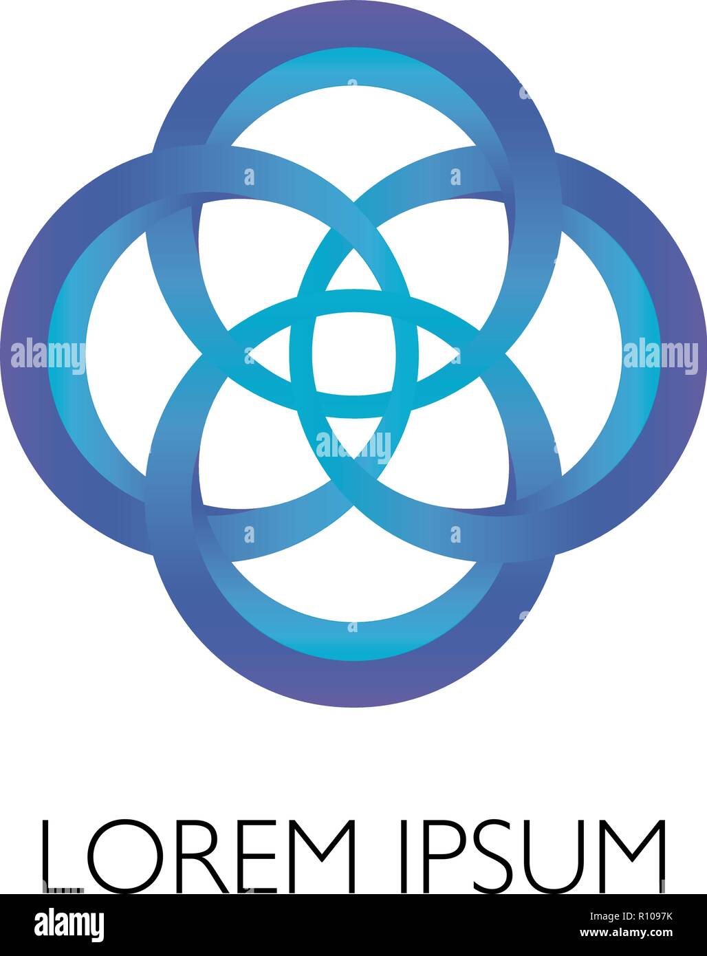 Abstract blue circular chain links, vector logo template. Connecting ...