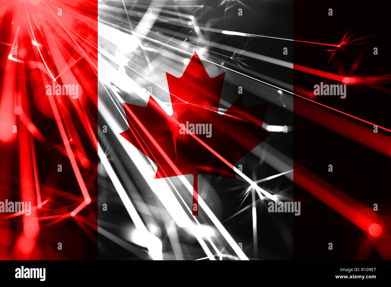 Canada shining fireworks sparkling flag. New Year 2019 and Christmas ...