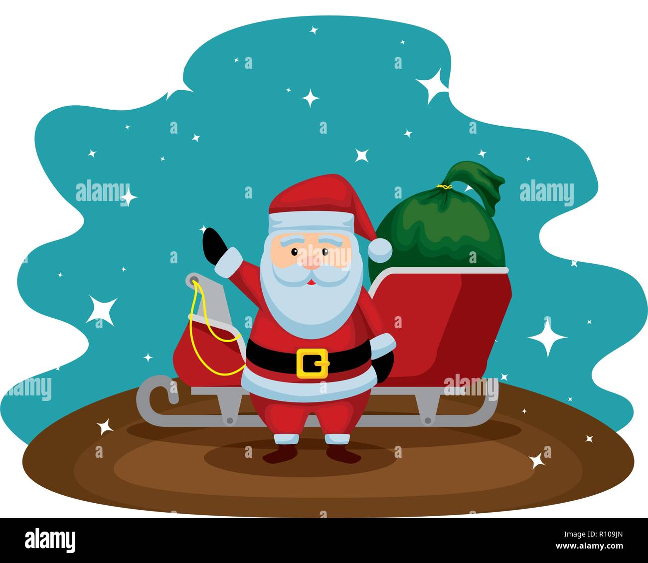 christmas santa claus with carriage vector illustration design Stock ...