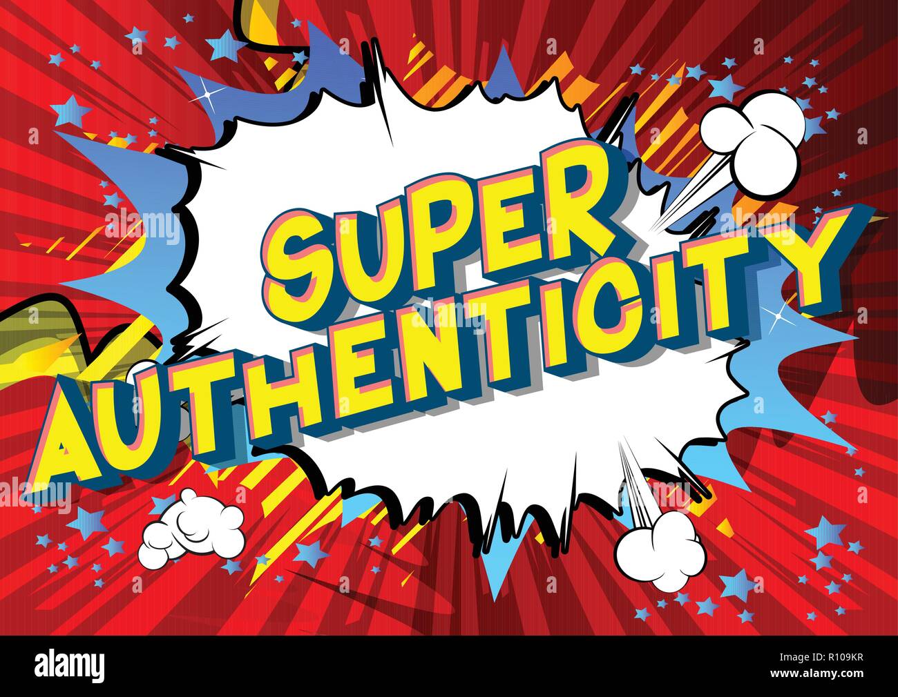 Super Authenticity - Vector illustrated comic book style phrase Stock ...