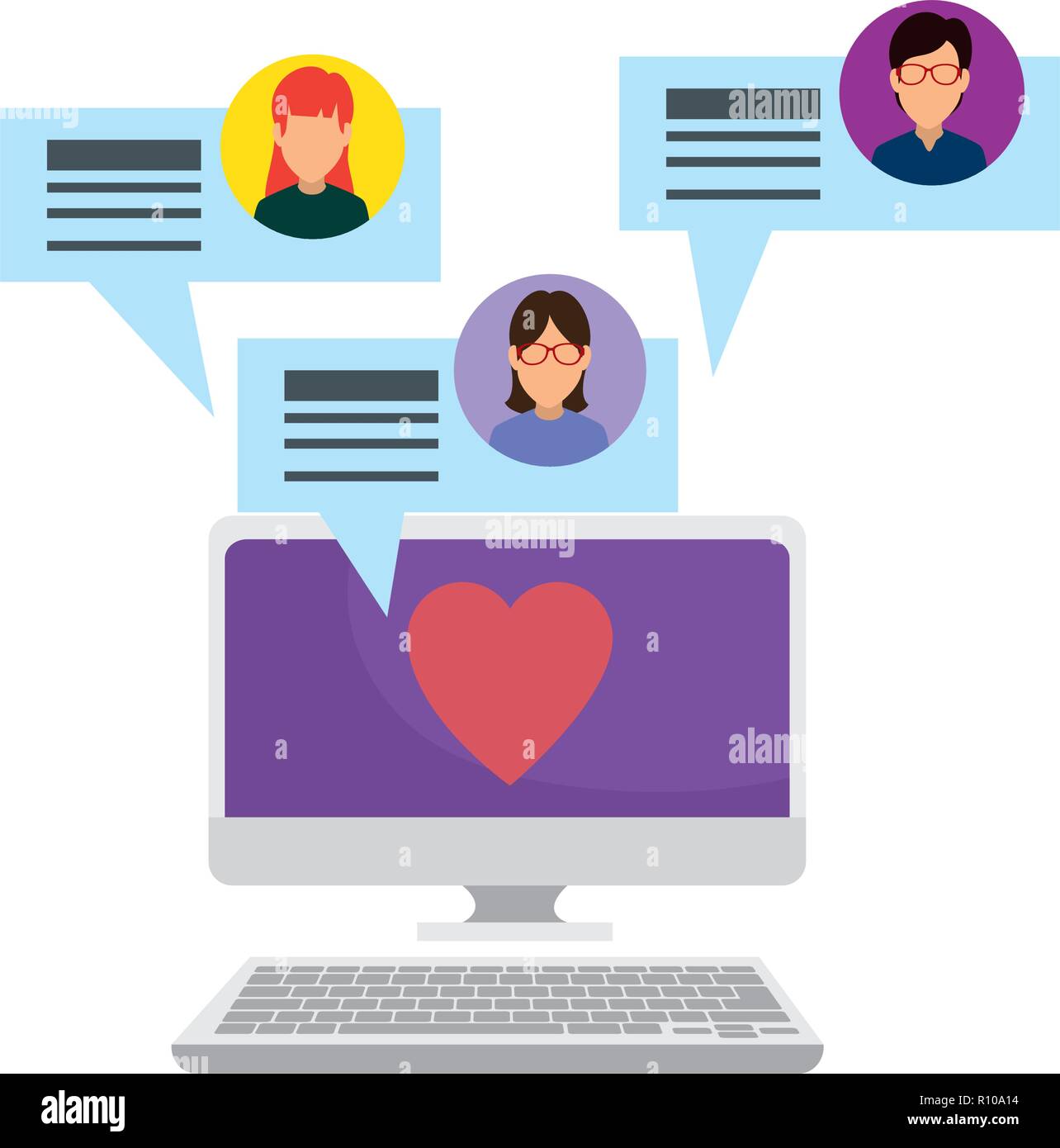 computer with social media icons vector illustration design Stock ...