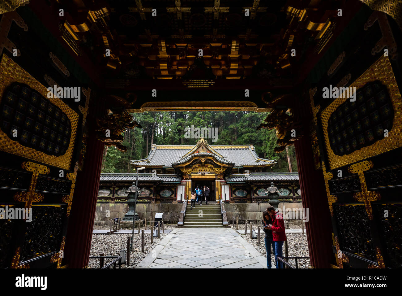 Nikko, Japan - October 15, 2018: Tourists visit of the Taiyuin temple ...