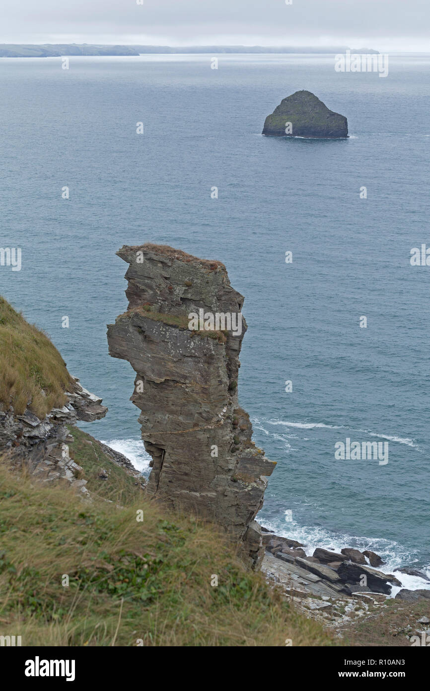 rock needle, South West Coast Path near Tintagel, Cornwall, England ... rock needle, South West Coast Path near Tintagel, Cornwall, England ...