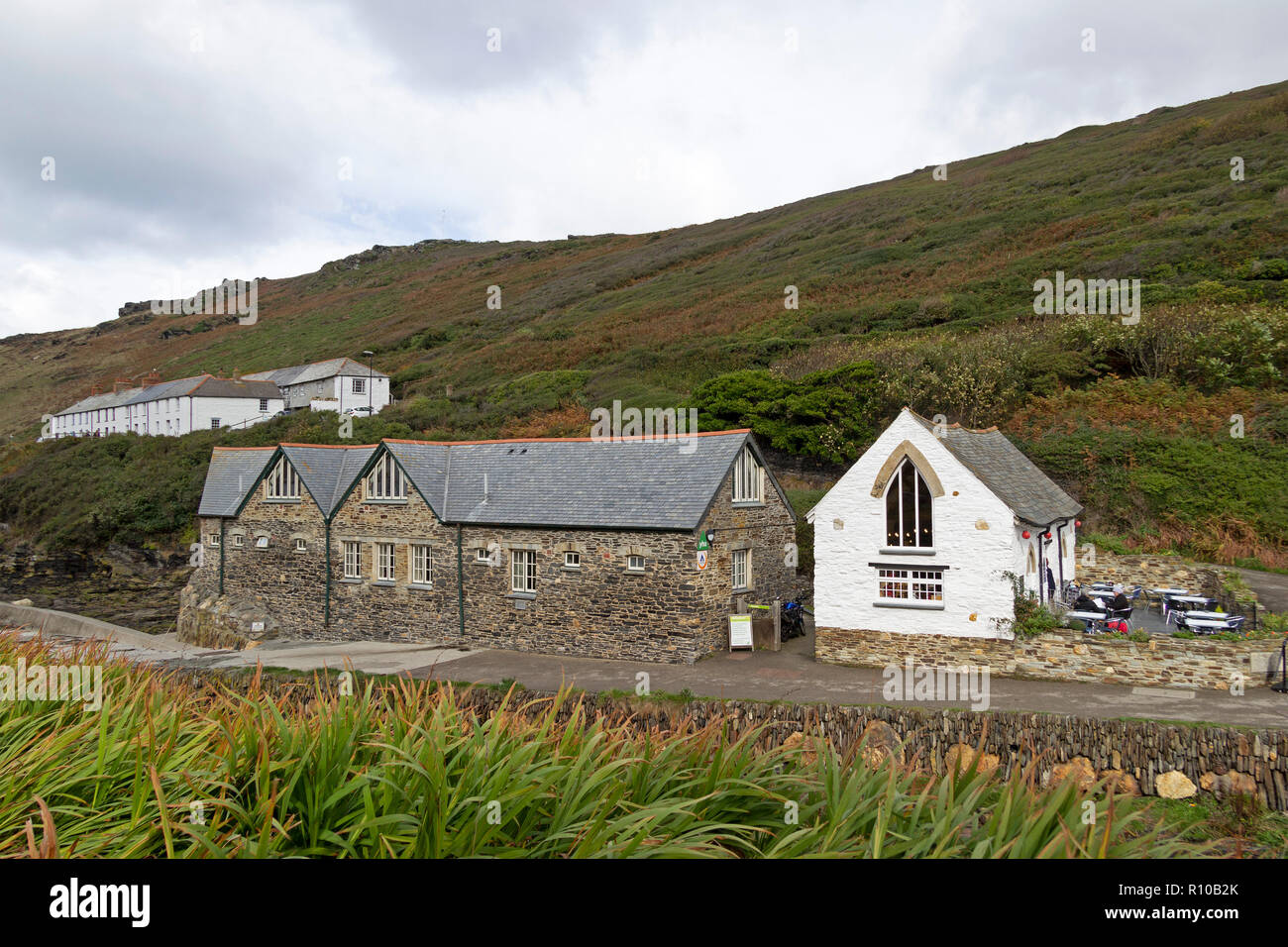 house and church, Boscastle, Cornwall, England, Great Britain Stock ...