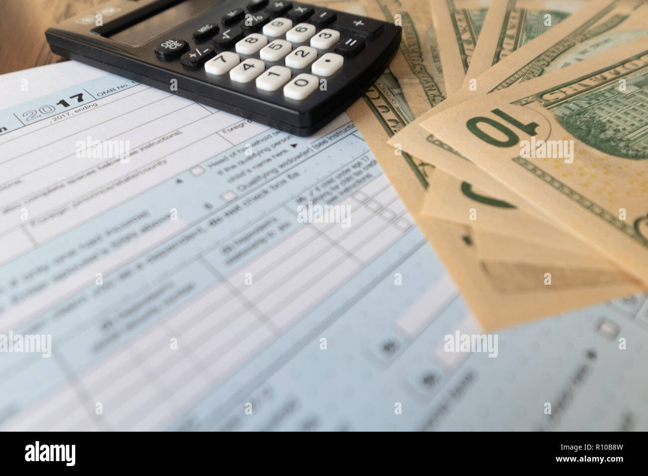 US Tax form and calculator with used to calculate tax refund Stock ...