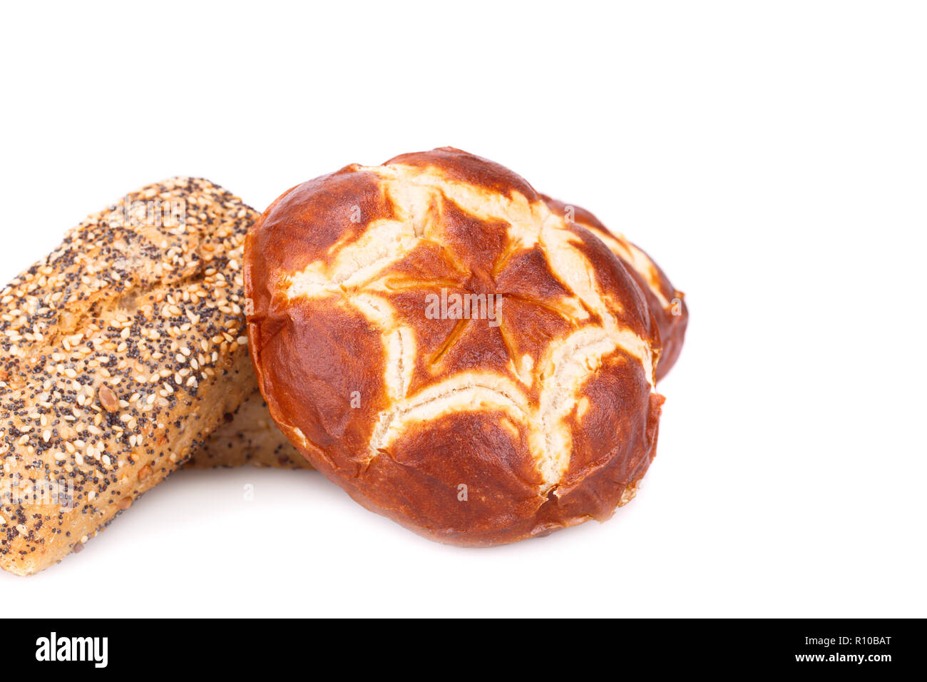 Buns of bread isolated on white background Stock Photo - Alamy