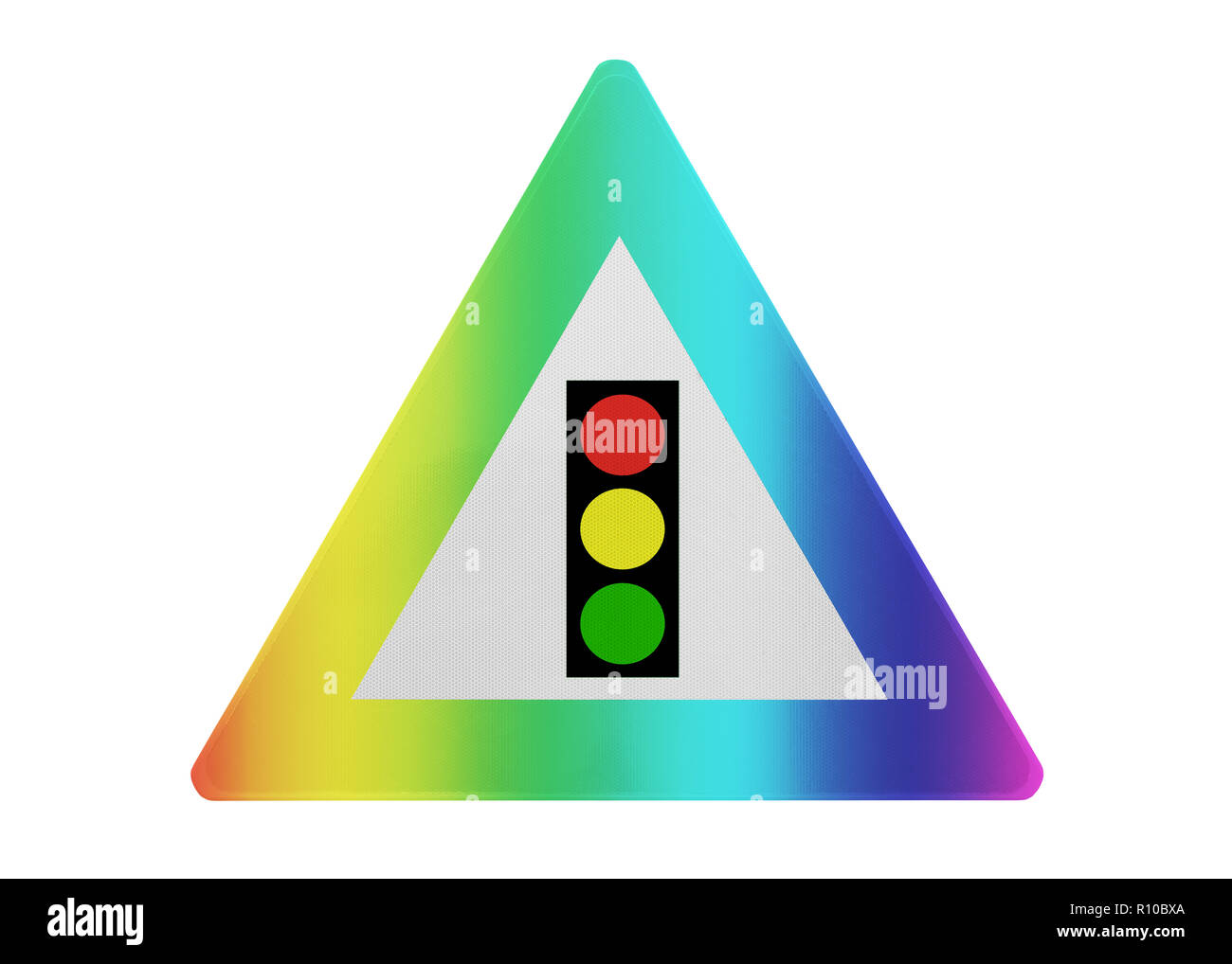 Traffic sign isolated - Light traffic regulation - Rainbow colored ...