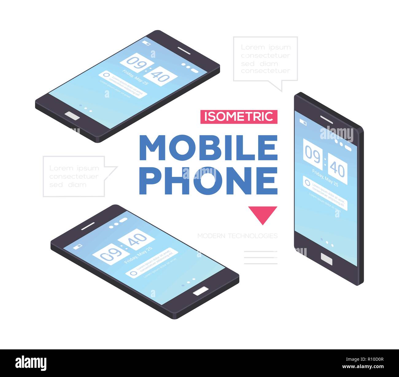 Mobile phones banner - modern vector isometric illustration Stock ...