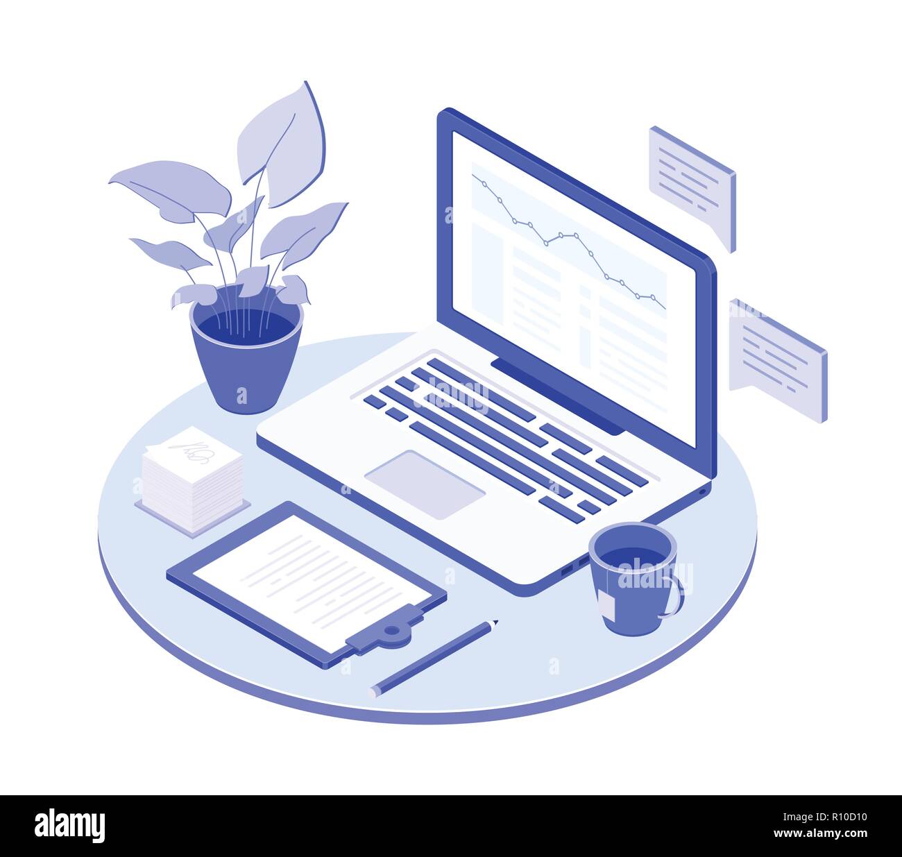 Office workplace white background Cut Out Stock Images & Pictures - Alamy