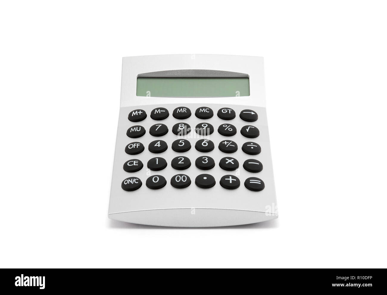 Silver calculator on white background with clipping path Stock Photo ...