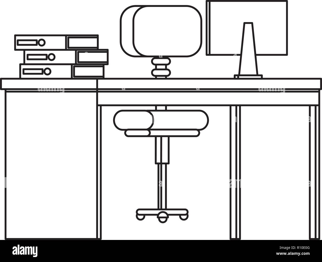 office workplace with desk and desktop scene Stock Vector Image & Art ...