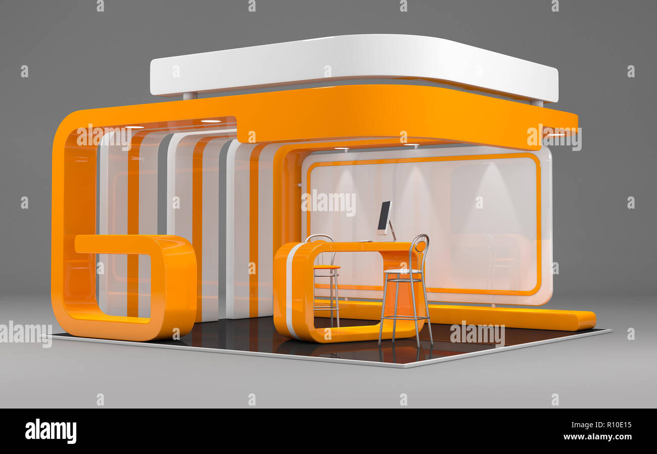 3d Illustrated unique creative exhibition stand display design with ...