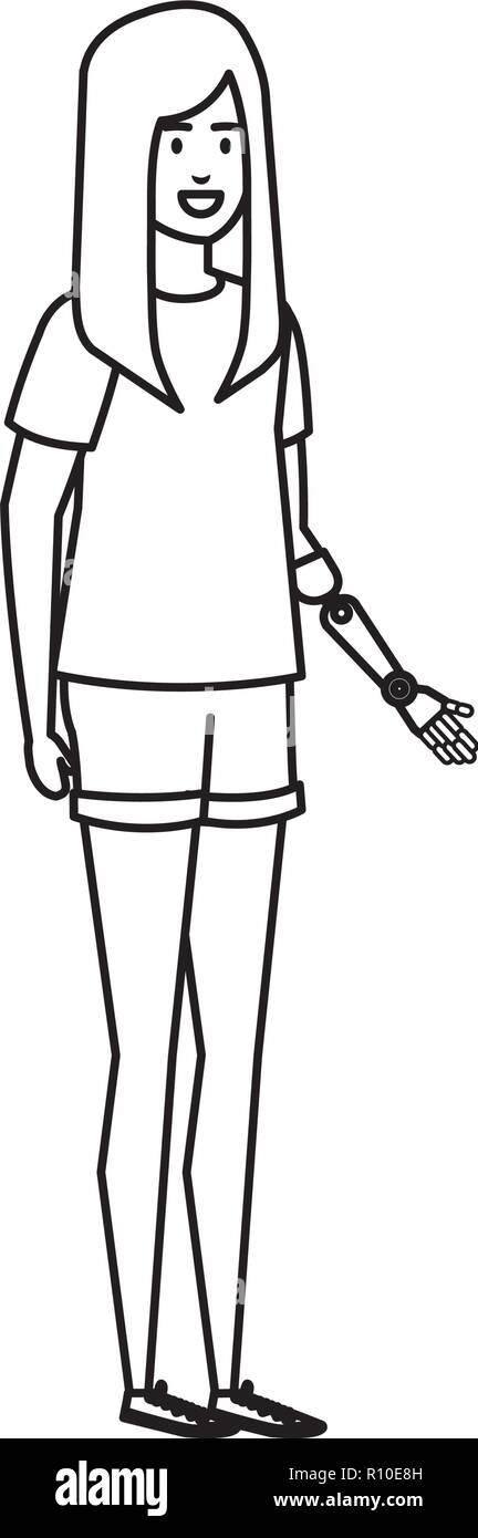 woman with prosthetic hand Stock Vector Image & Art - Alamy
