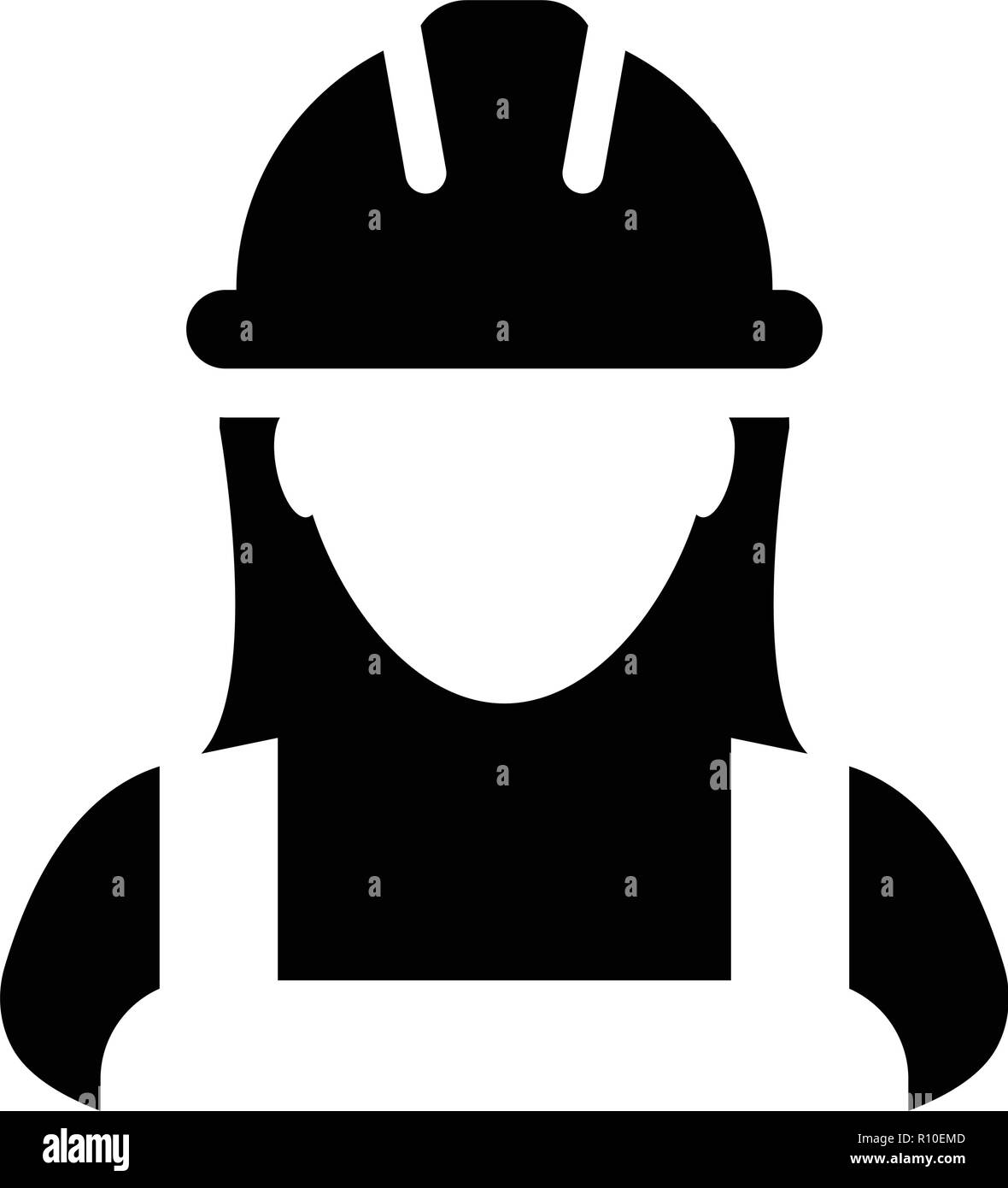 Service worker icon vector female construction service person profile ...
