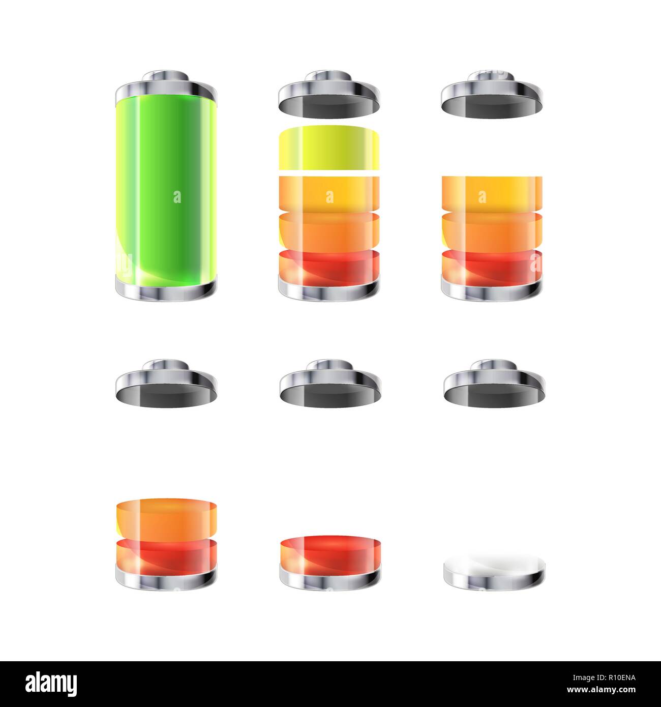 Battery icons set with different charge Stock Vector Images - Alamy