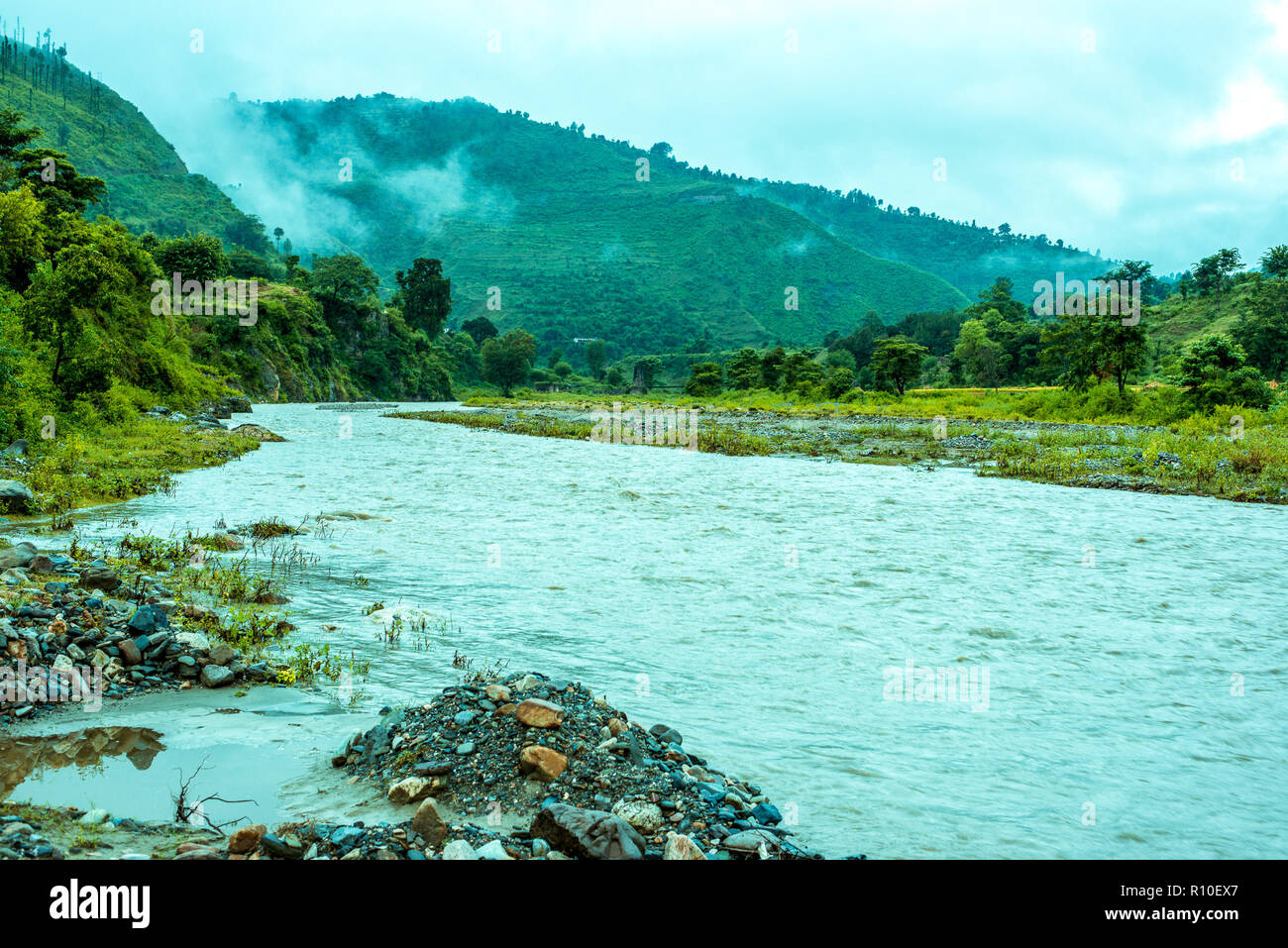 River in Mountains - Landscape of Uttrakhand Near Bhimtal / Nainital ...